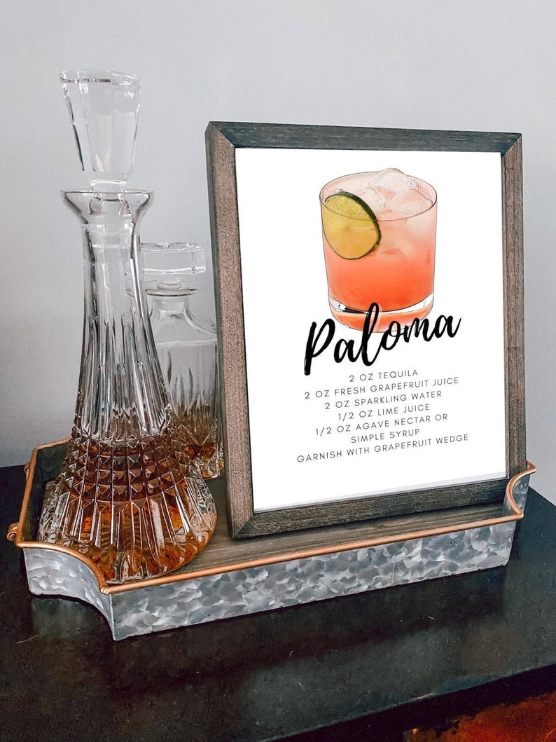 Paloma Cocktail | Instant Download | Drink Recipe | Bar Sign | Cocktail ...