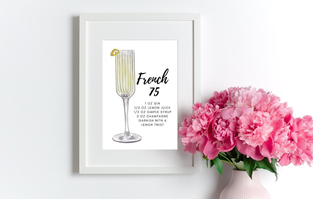 French 75 Cocktail | Instant Download | Drink Recipe | Bar Sign ...