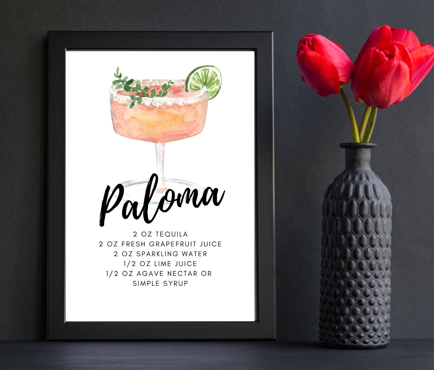 Paloma Cocktail | Instant Download | Drink Recipe | Bar Sign | Cocktail ...