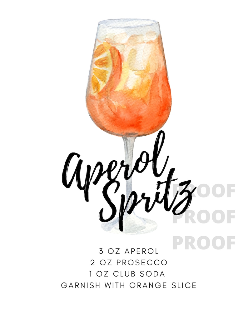 Aperol Spritz | Instant Download | Drink Recipe | Bar Sign | Cocktail ...