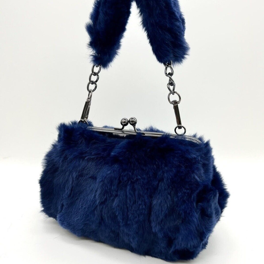 New 100% Handmade Rabbit Fur Handbag/crossbody Kiss Lock Frame Novelty ...