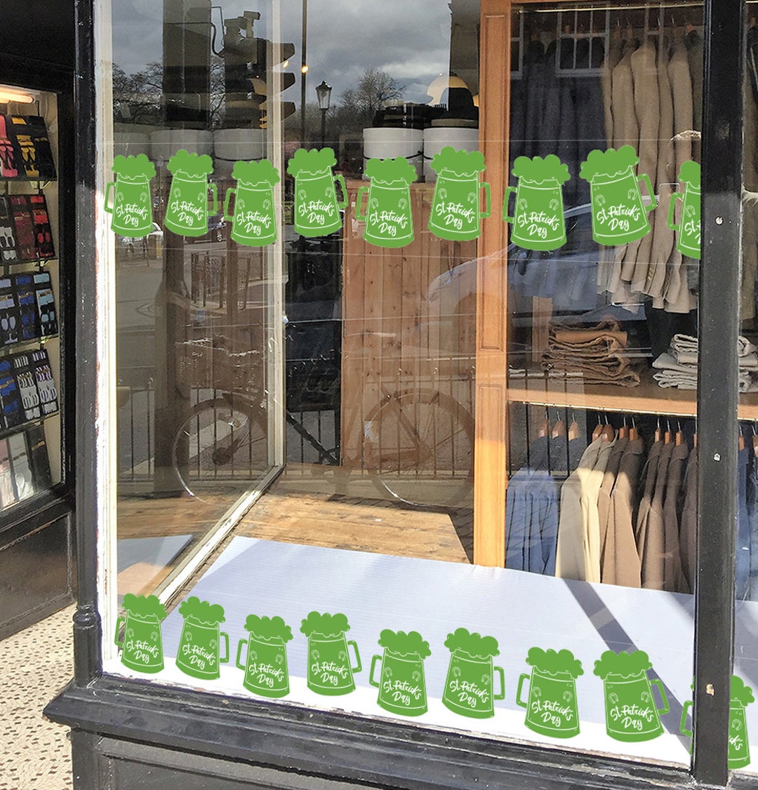 St Patricks Day Beer Window Strip/ Window Cling Vinyl Pub / Shop ...