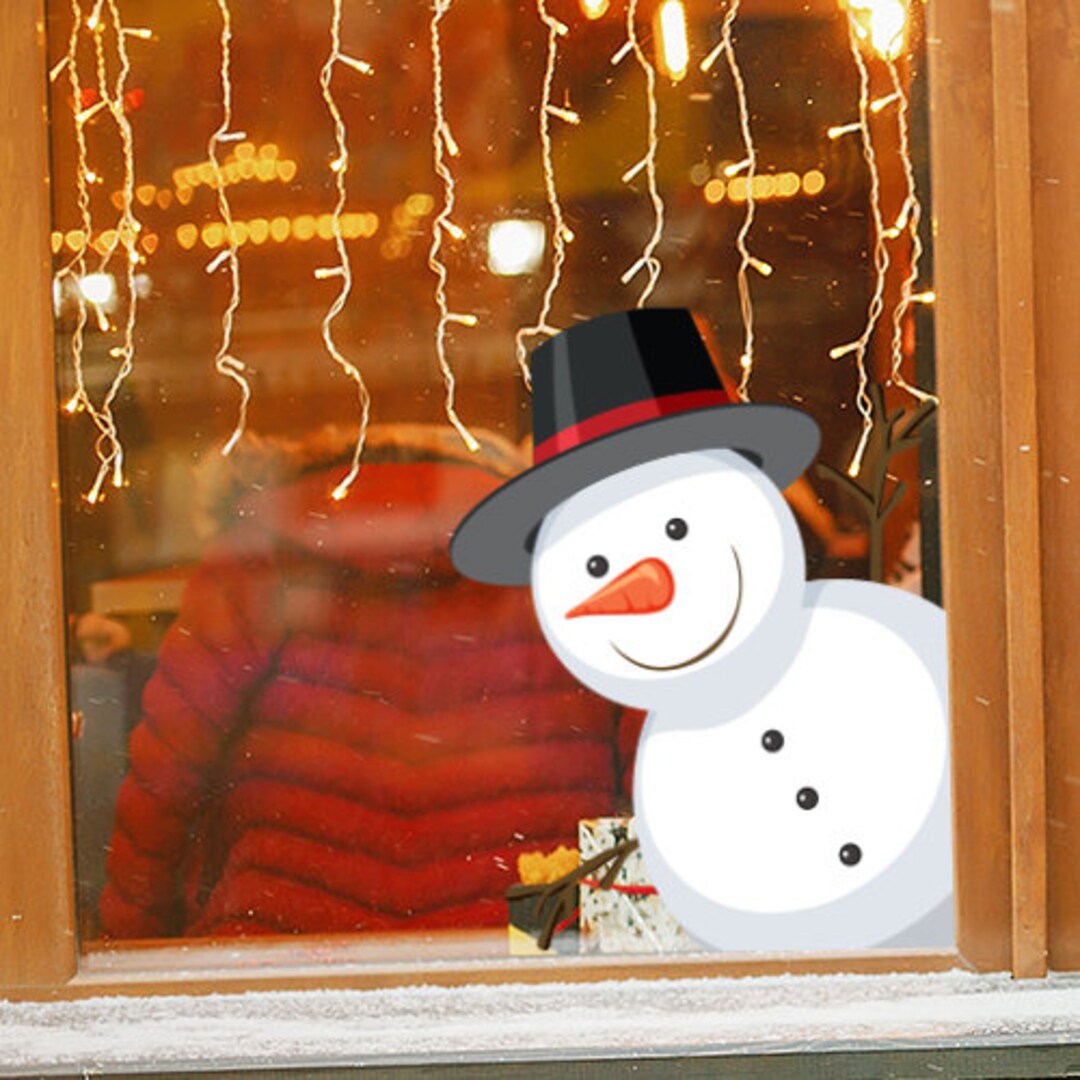 Peeping Snowman Christmas Window Sticker / Cling Window Stickers - Etsy UK