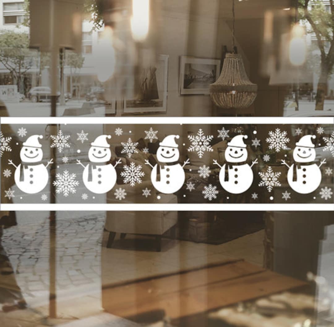 Snowman Christmas Window Sticker Border Scene / Cling Window Stickers ...