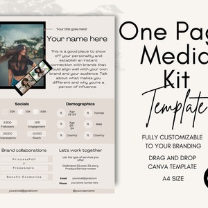 One Page Media Kit Template | Influencer Media Kit | Blogger ...