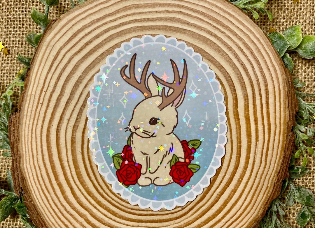 Jackalope Vinyl Sticker | Bunny Cryptid - Etsy
