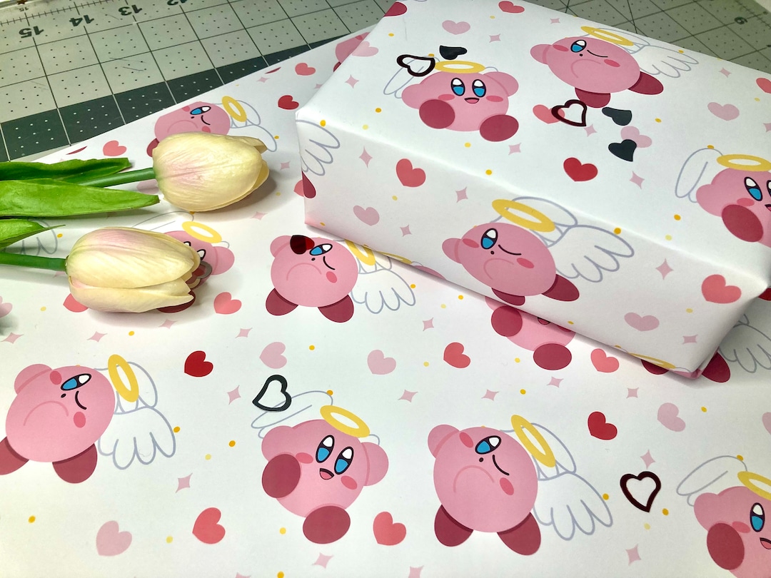 Kirby Nintendo Valentine's Day Kraft Paper Gift Wrap SHEETS holiday ...
