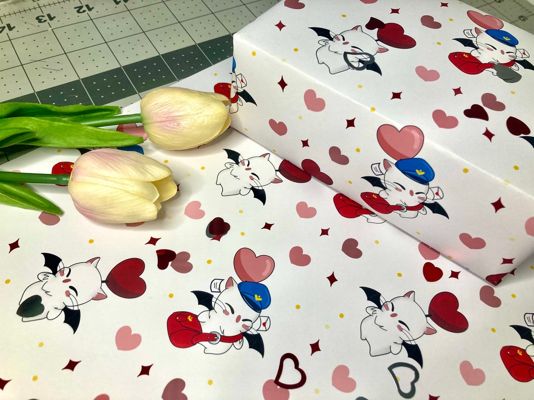 Moogle Final Fantasy Valentine's Day Kraft Paper Gift Wrap SHEETS ...