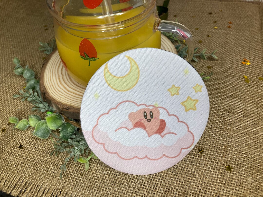 Kirby Dreamy Clouds Foam Coaster Kawaii Desk Accessory Drink Holder Cup ...