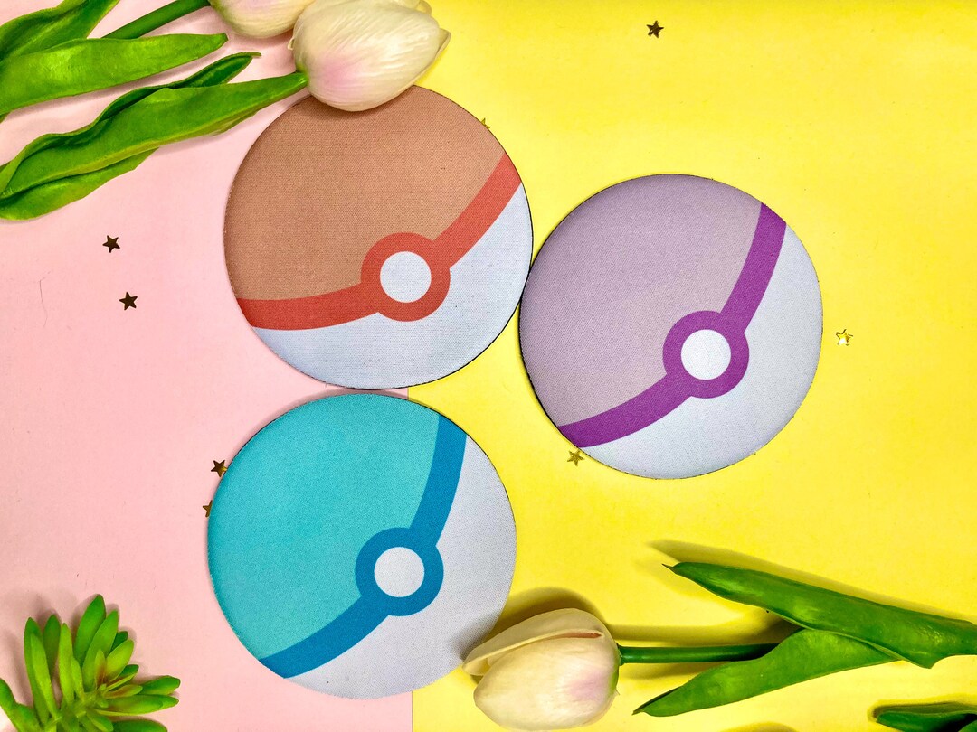Pokémon Pastel Pokéball Foam Coaster Kawaii Desk Accessory Drink Holder ...