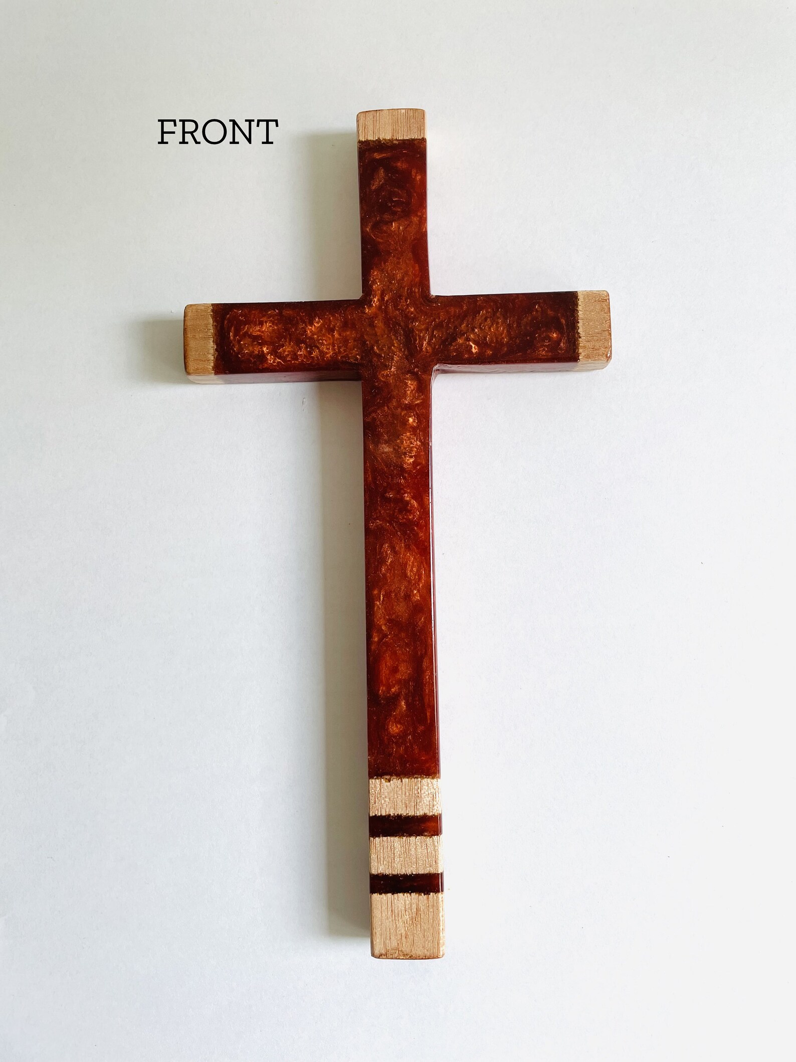 Bronze Marbled Epoxy Resin Cross With Wood, Handmade Epoxy Cross, Cross ...