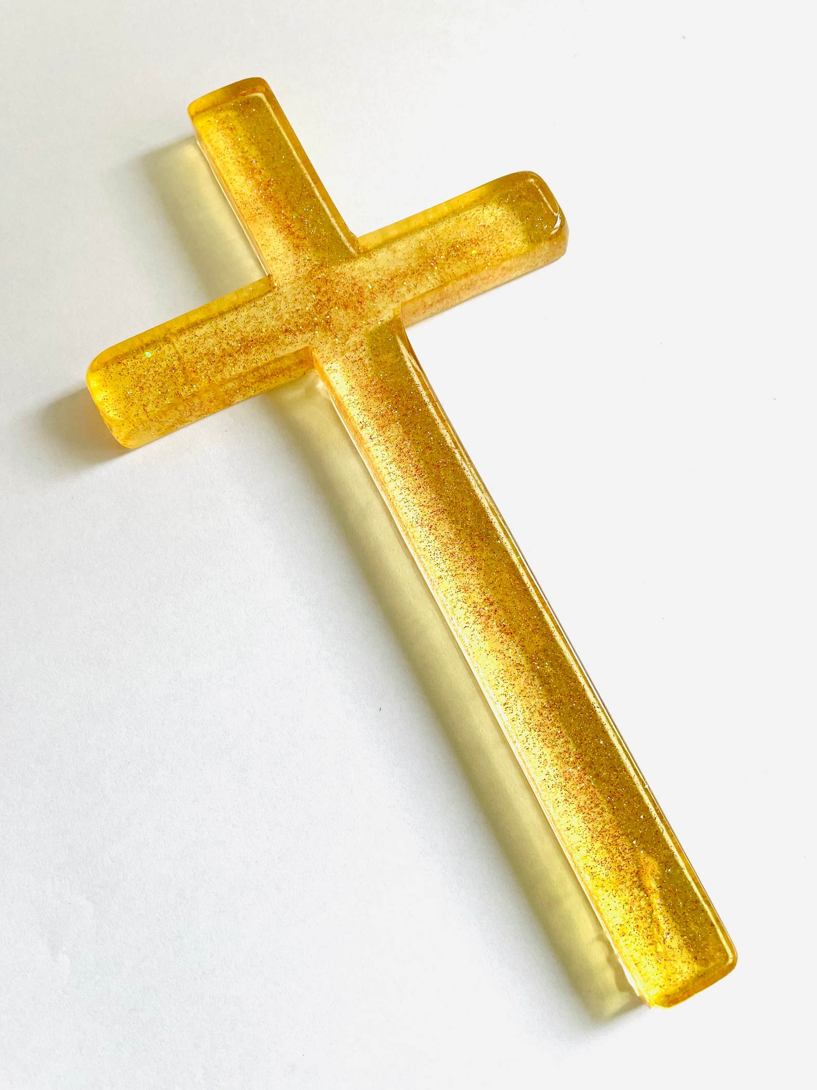 Gold Translucent Epoxy Resin Cross Wall Hanging with Glitter | Etsy
