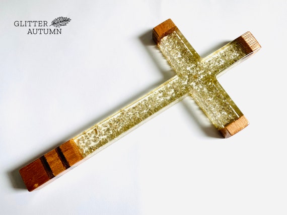 Clear Epoxy Resin Cross Wall Hanging With White Silver Stones | Etsy