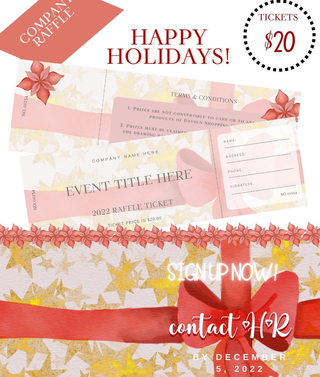 RAFFLE Ticket Template Bonus Bonus Event Flyer Included - Etsy