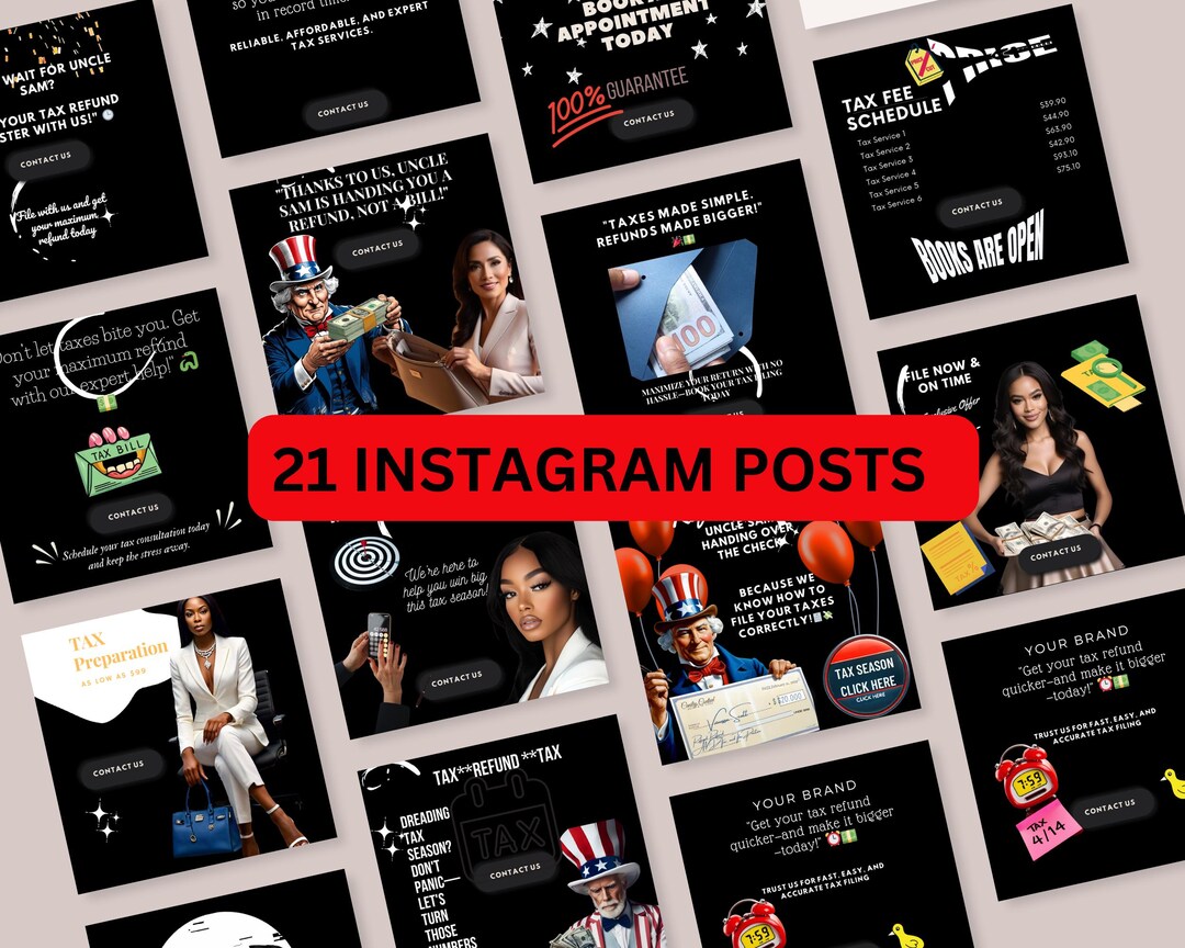 21 Instagram Posts Tax Refund Special, Animated for Social Media ...