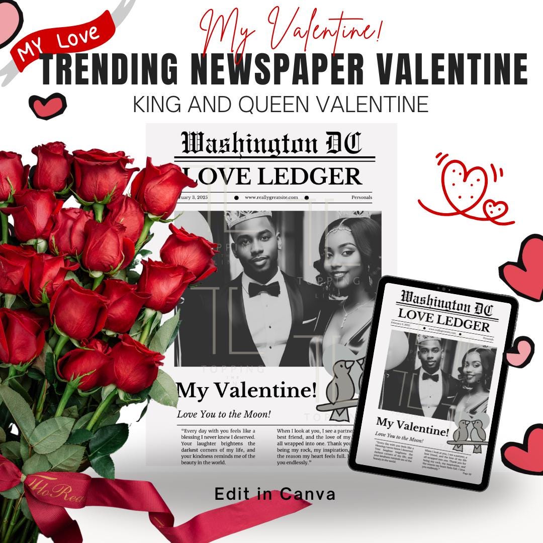 Prom King and Queen Newspaper, Valentine Love Story Digital Poster ...