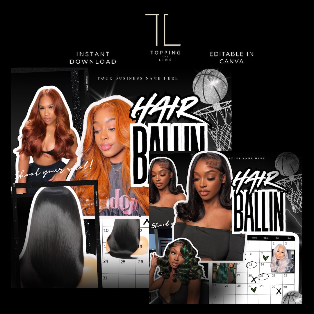2 Hair Ballin Beauty Hair Flyer Template Easy Edit in Canva, Print or ...