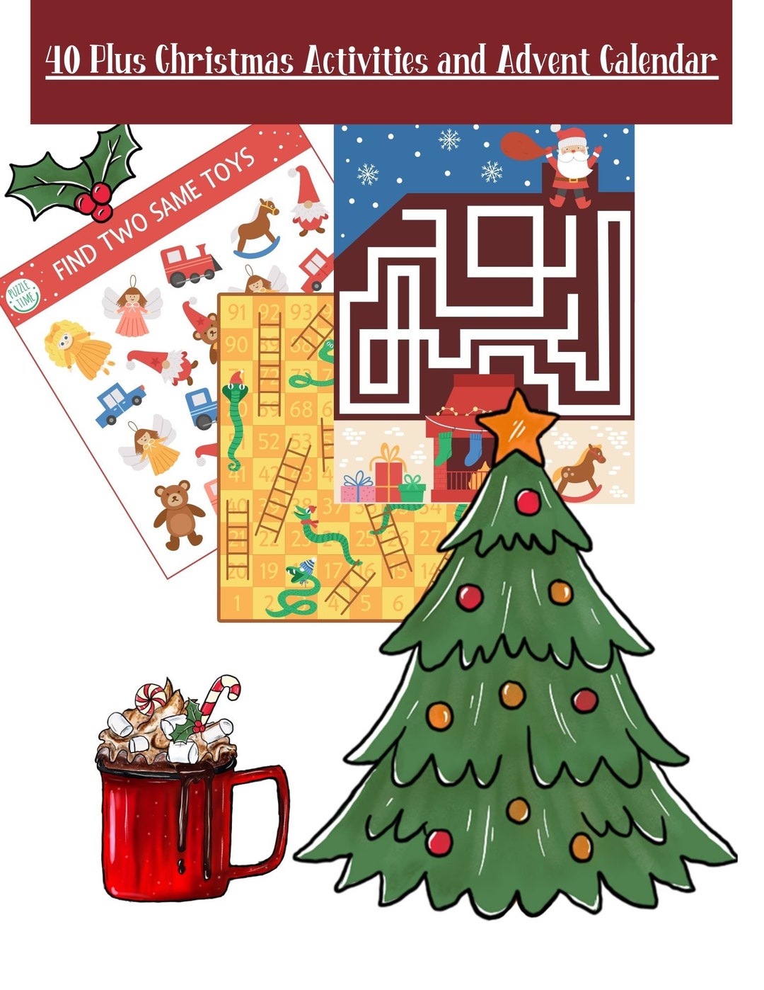 40 Printable Christmas Activity Sheets Template Link to Edit Background ...