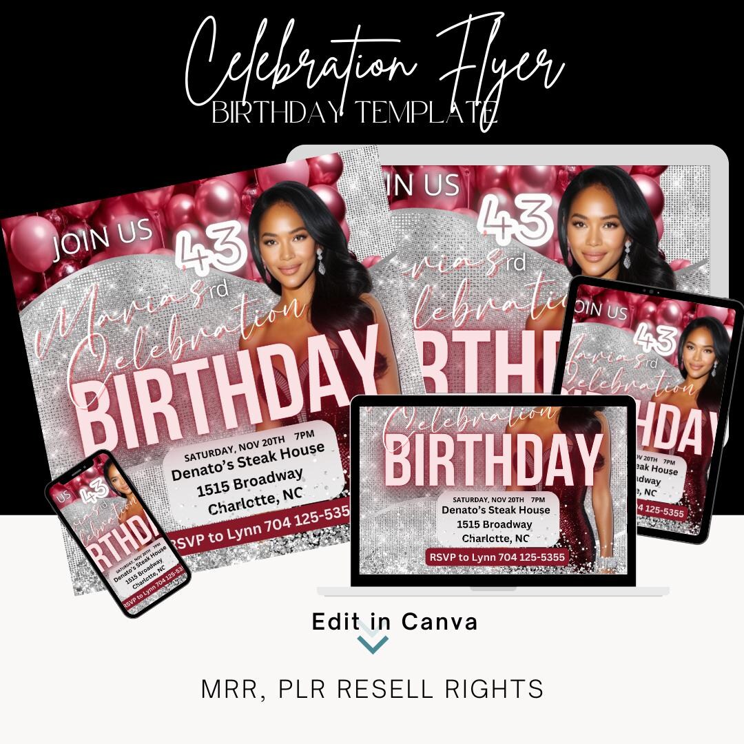Luxury Birthday Flyer, Birthday, Birthday Template, Black Red White ...