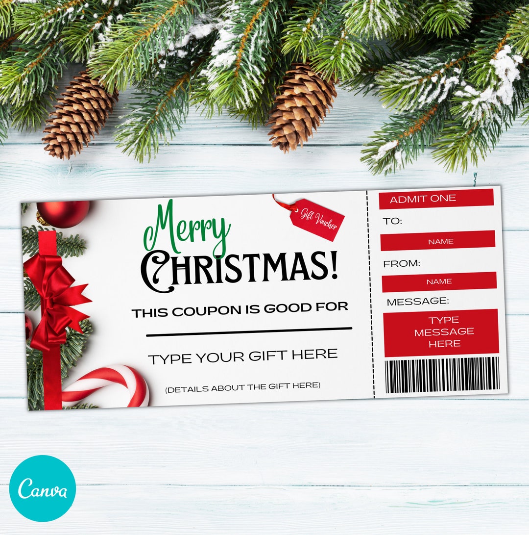 Christmas Coupon, Christmas Voucher, Printable Coupon, Gift Coupon ...