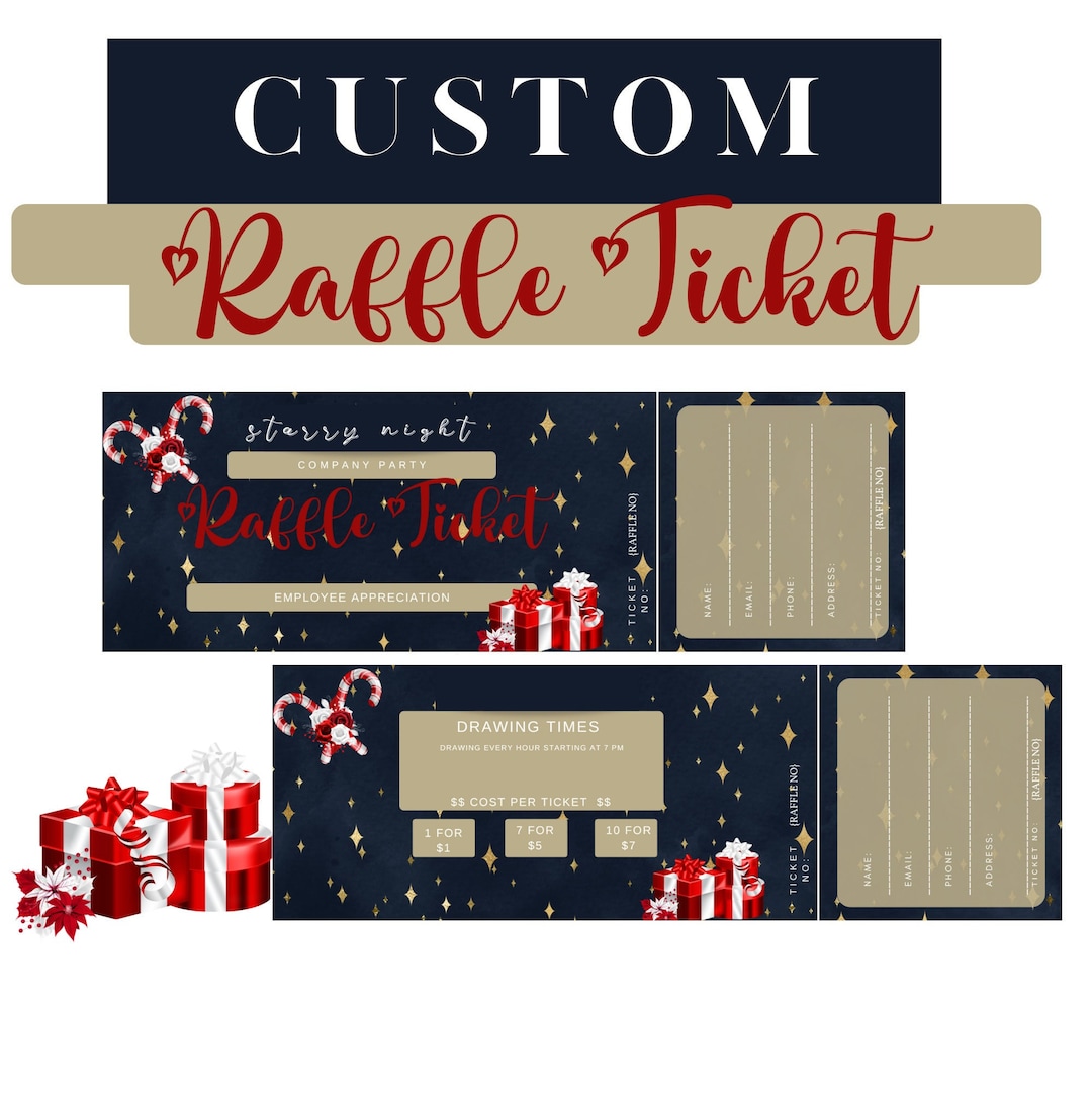 CUSTOM Raffle Ticket, Event Ticket, Fundraiser, Company Party, Digital ...