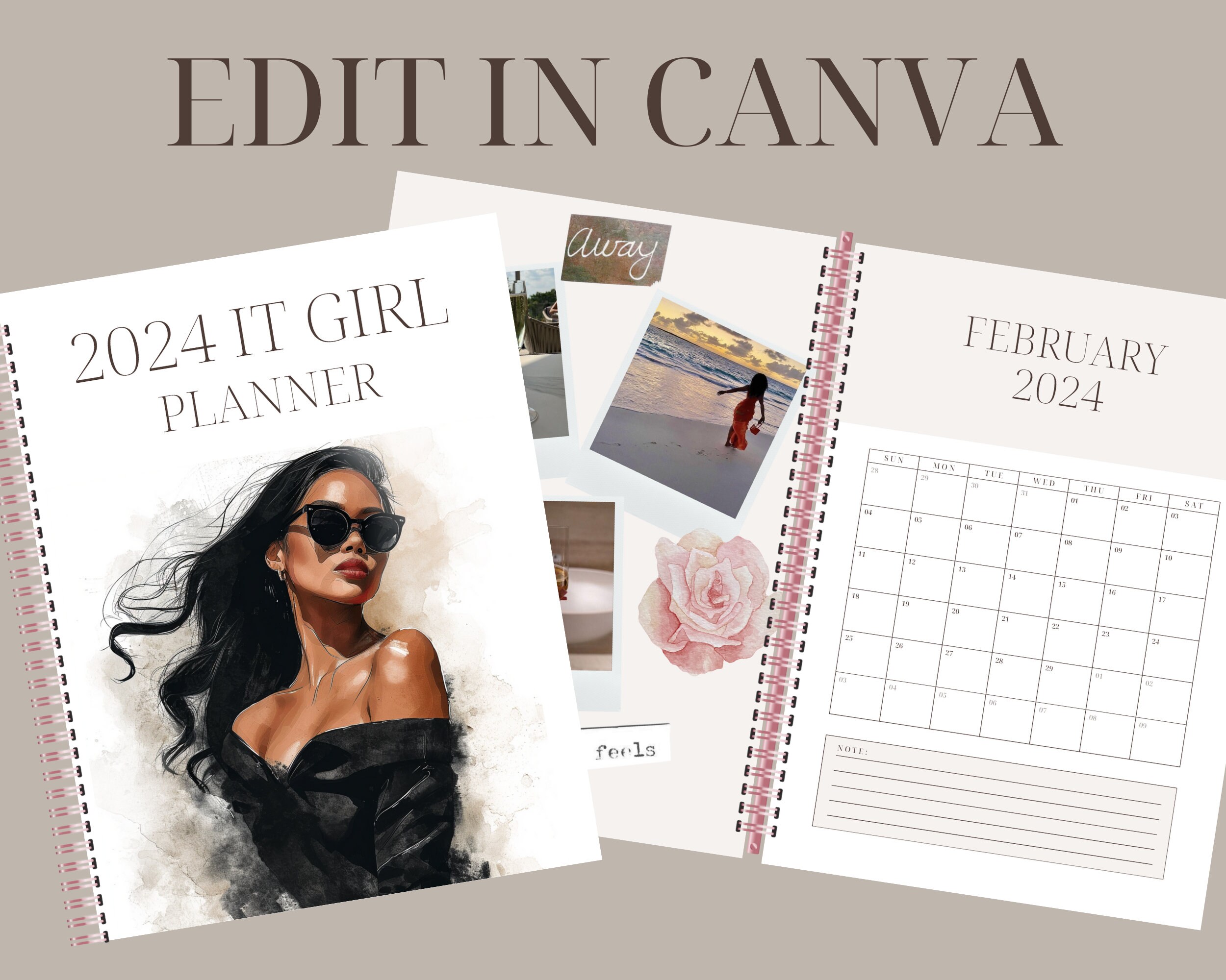 2024 It Girl Planner, Digital Planner, Editable in Canva, Canva ...