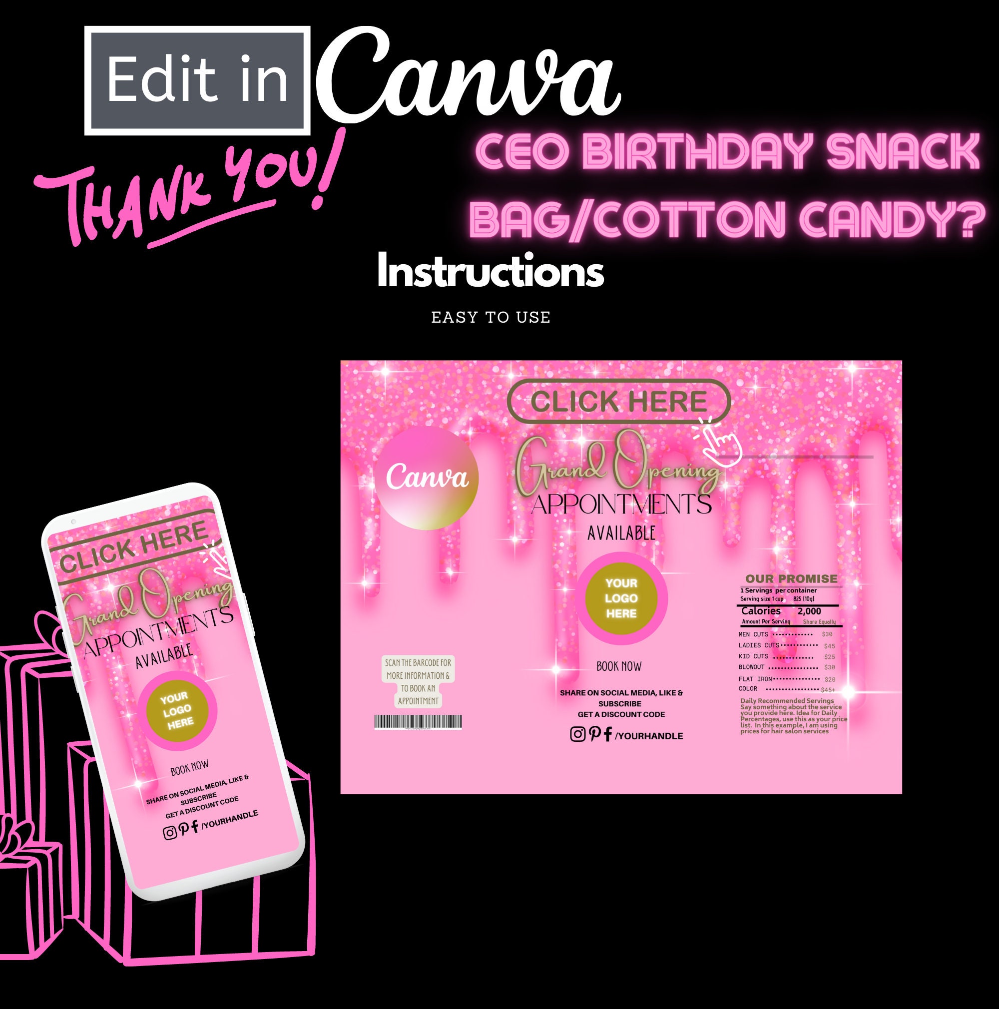 Grand Opening Chip Bag, Snack Bag, Marketing, Party Favor, Template ...