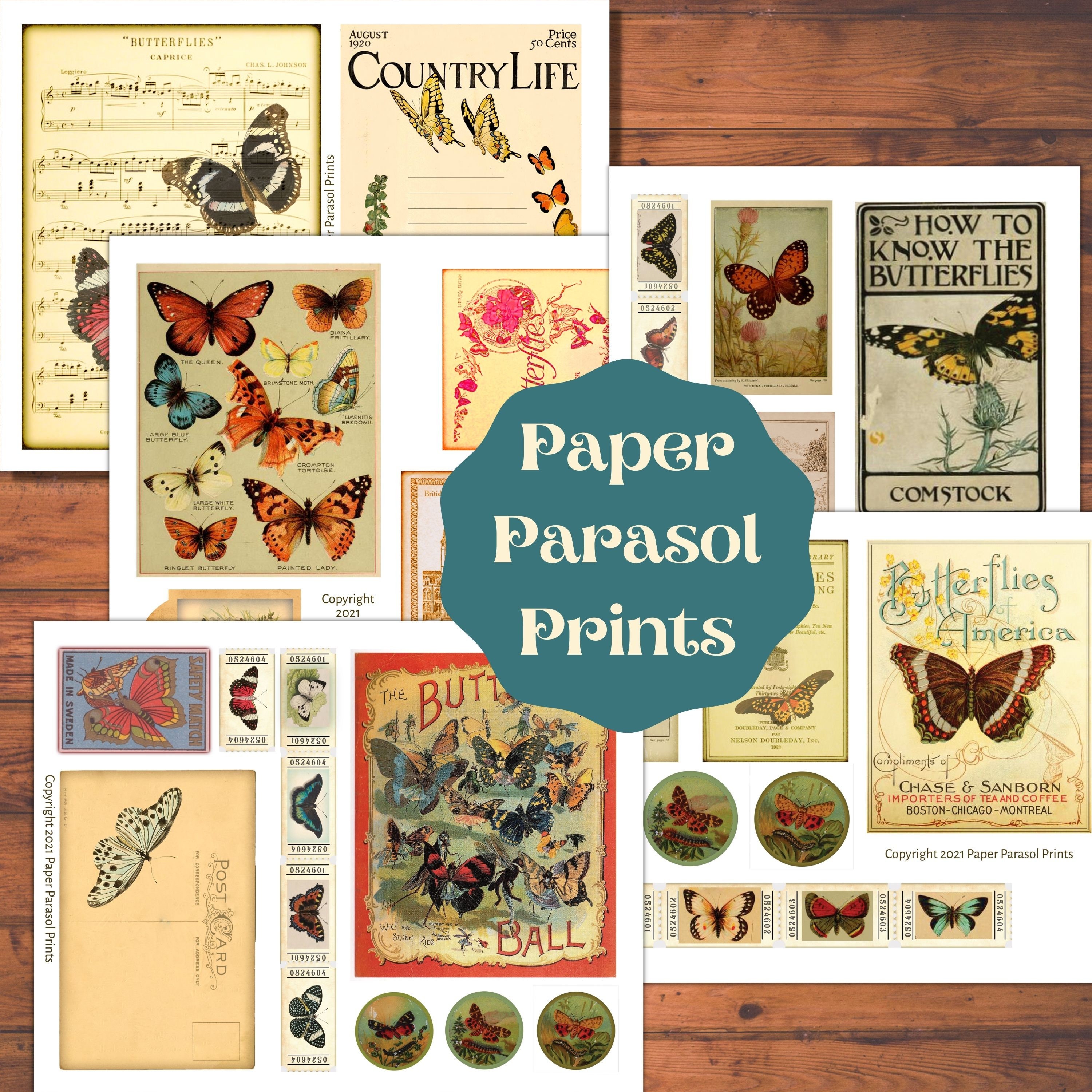 Vintage Butterfly Ephemera Printable Junk Journal Digital Download 5 ...