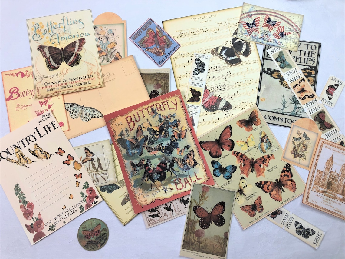 Vintage Butterfly Ephemera Printable Junk Journal Digital Download 5 ...