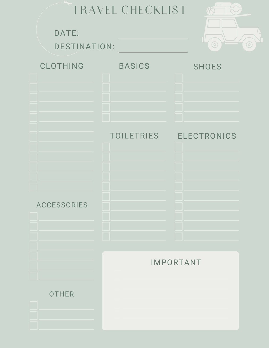 Printable Packing List - Etsy