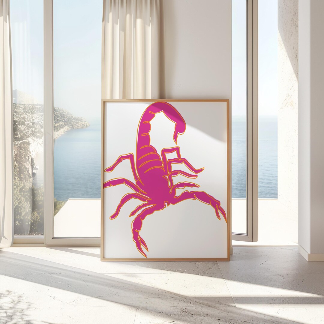 Pink Scorpion Line Drawing Printable, Desert Animal Outline, Scorpio ...