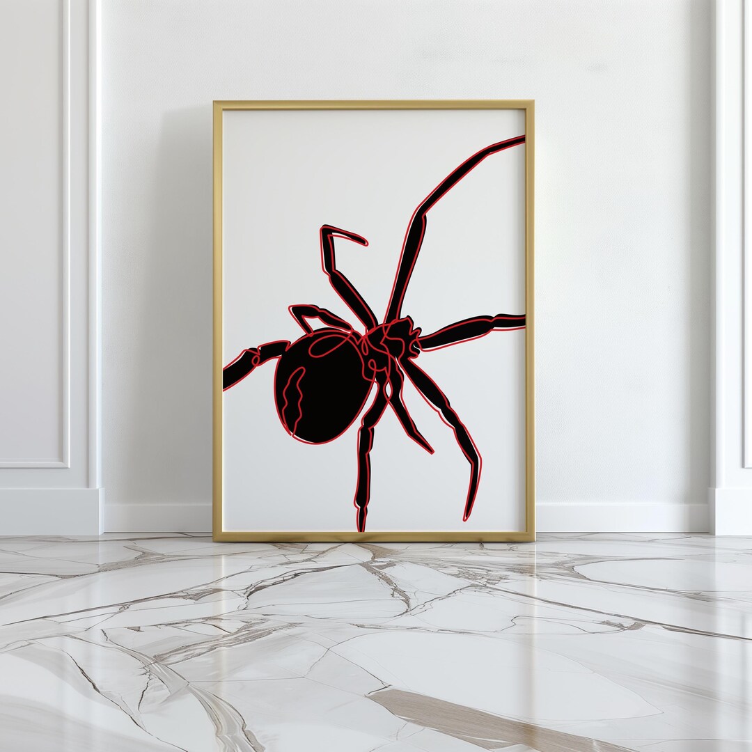 Black Widow Spider Line Drawing Printable, Gothic Artwork, Minimalist ...