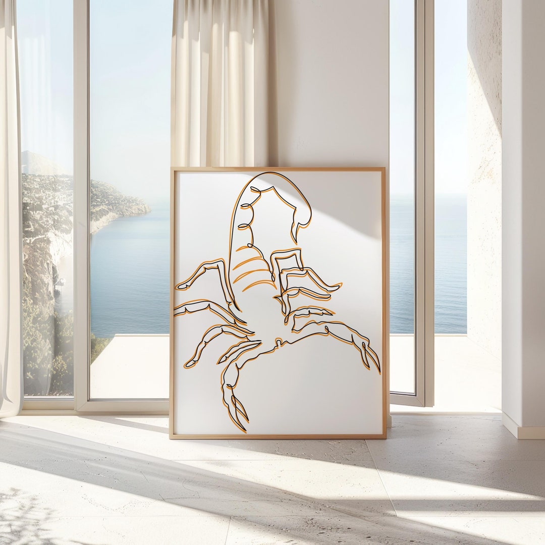 Minimalist Scorpion Line Drawing Printable, Desert Animal Outline ...