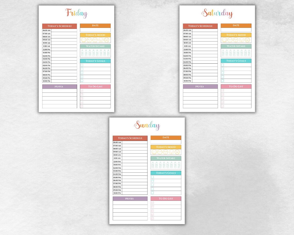 Weekly Planner Printable Weekly Planner Digital Weekly - Etsy