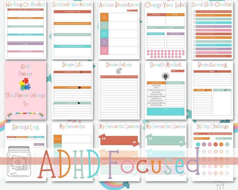ADHD Planner for Kids Printable Kids ADHD Planner Kids - Etsy
