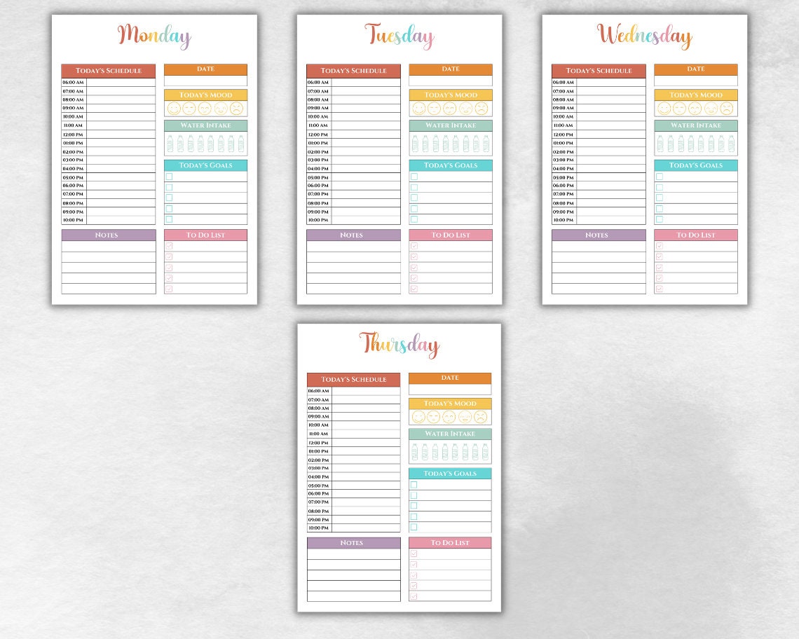 Weekly Planner Printable, Weekly Planner Digital, Weekly Schedule, Week ...