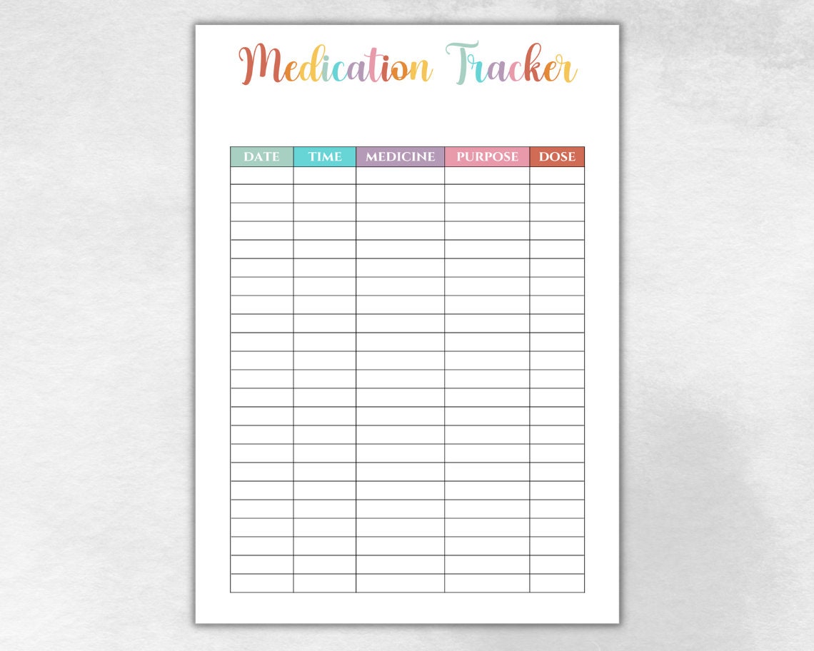 Medication Tracker Printable Daily Medication Sheet - Etsy UK