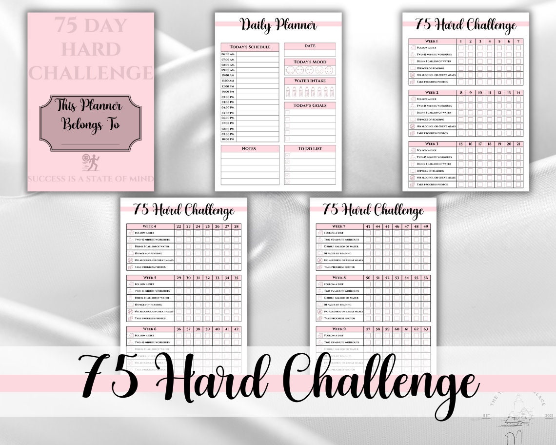 75 Hard Challenge, Printable 75 Hard, 75 Hard Tracker, Daily Habit ...