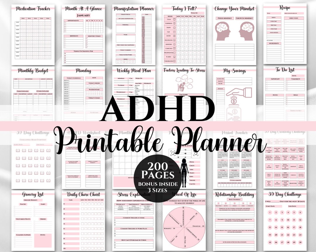 ADHD Planner Printable ADHD Planner Adult ADHD Resources - Etsy