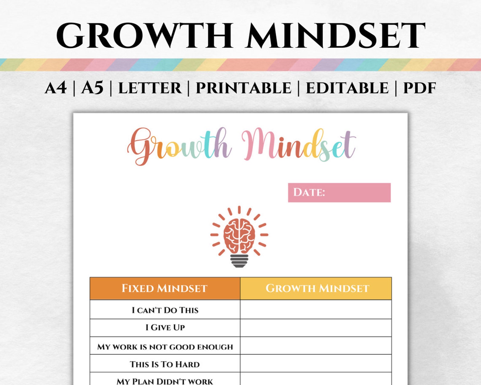 Growth Mindset Mindset Planner and Workbook Mindset Shift - Etsy