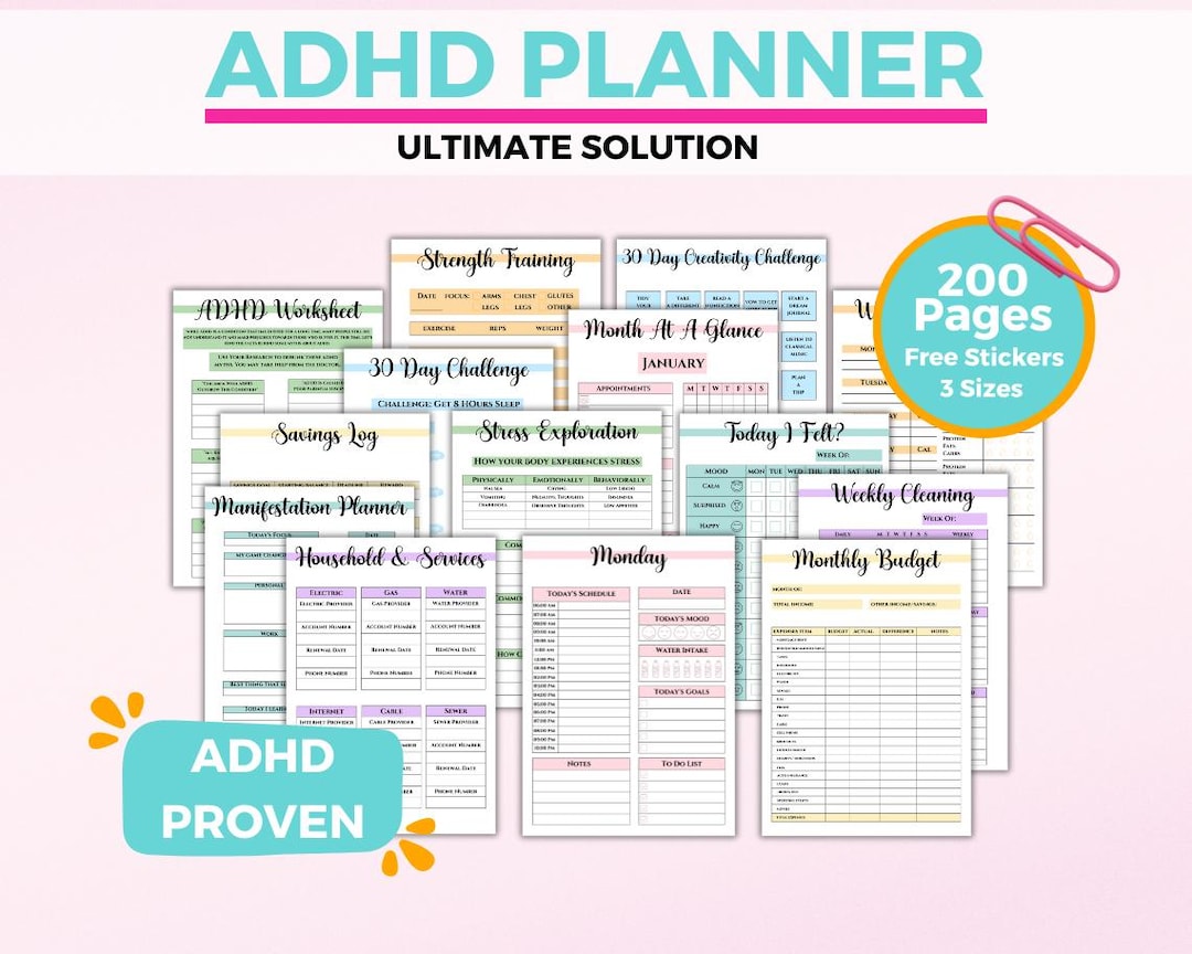 ADHD Planner Printable, ADHD Planner Adult, ADHD Resources, Adhd ...