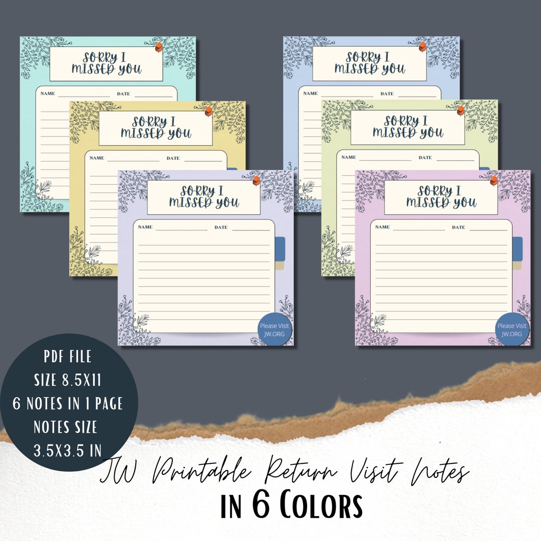 JW Ministry Return Visit Printable Notes | Ministry Ideas | JW Ministry ...