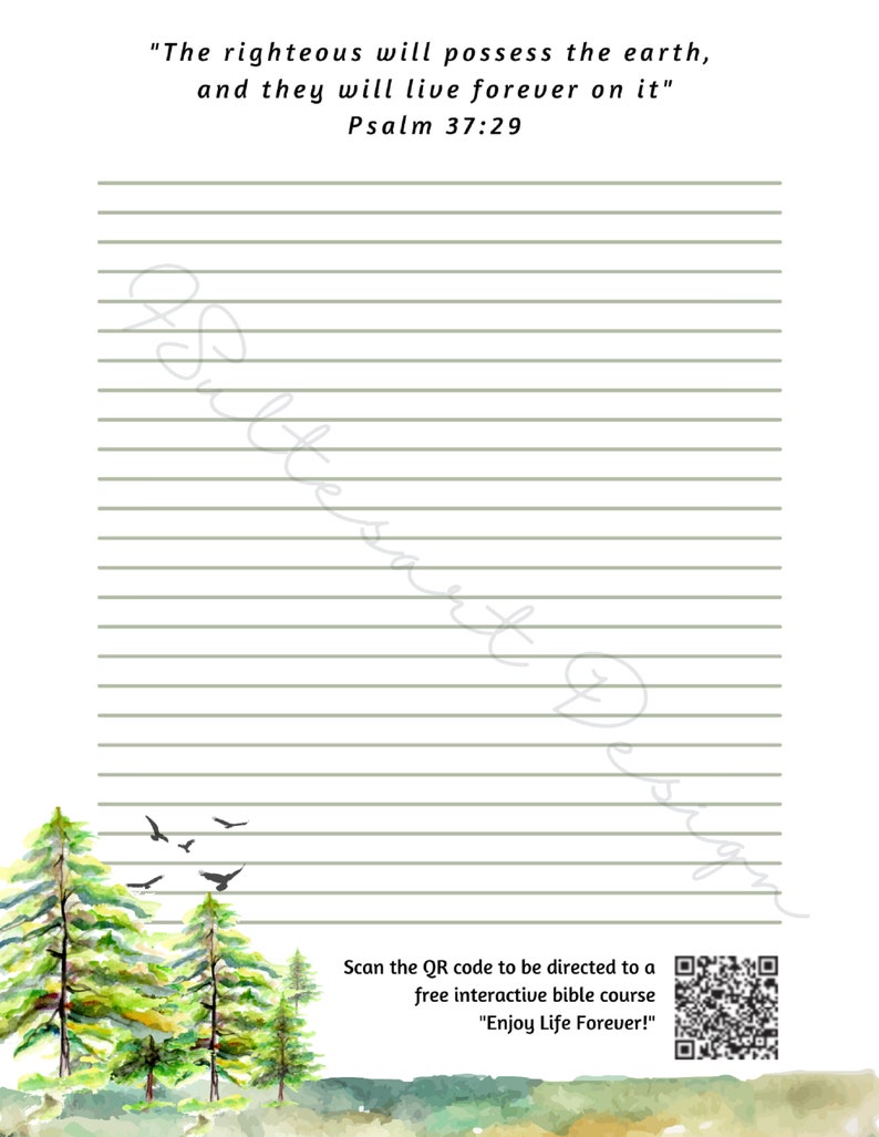 JW Enjoy Life Forever Campaign Letter Writing Stationery With QR Code ...