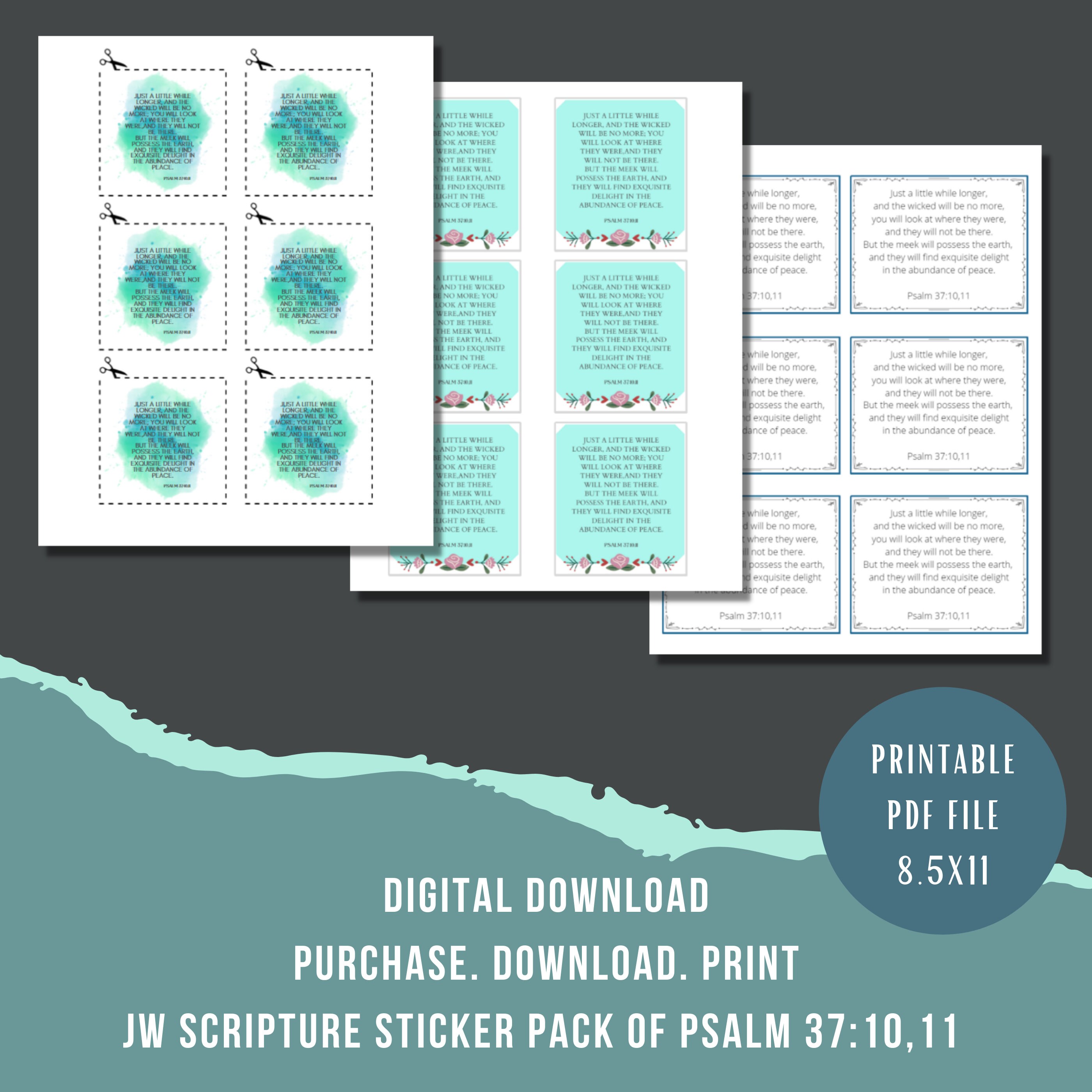 JW Psalm 37:1011 Scripture Sticker Pack of 3 JW Printable - Etsy