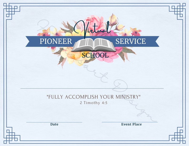 JW Virtual Pioneer Service School Keepsake in Blue JW Pioneer Service ...