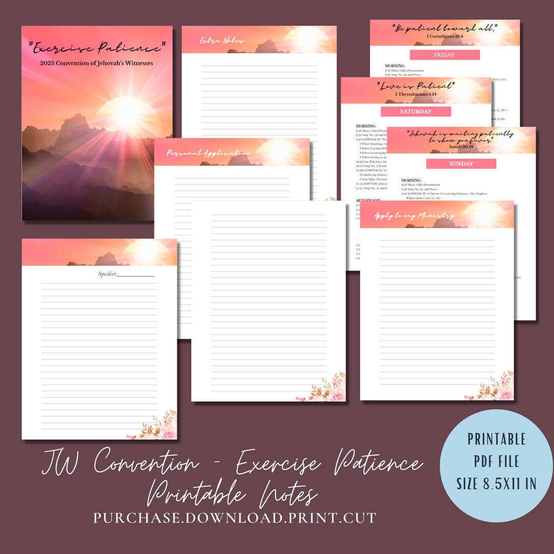 JW Convention - Exercise Patience Printable Notes | JW Printable ...