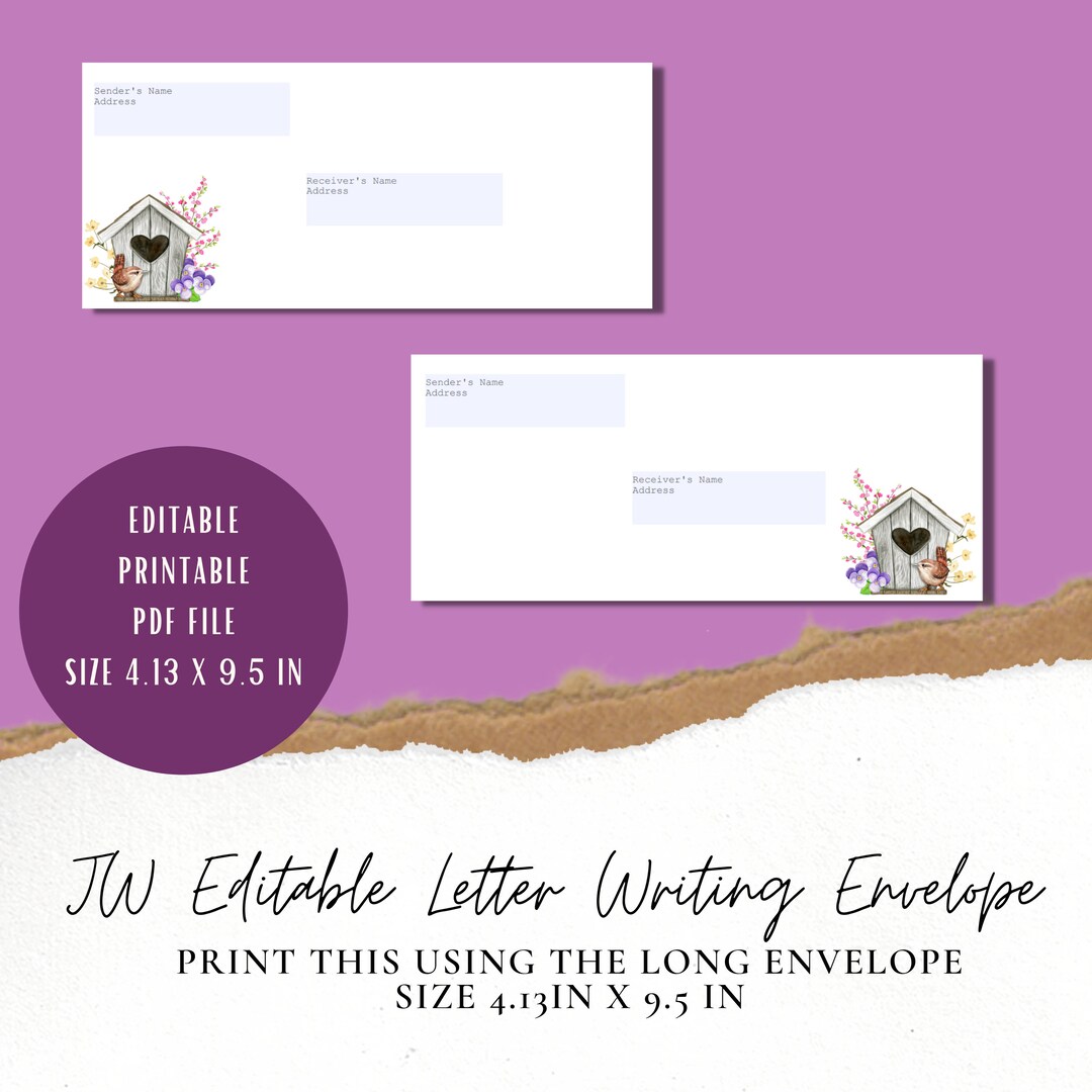 JW Editable Printable Envelope to Use in the Ministry | Matching ...