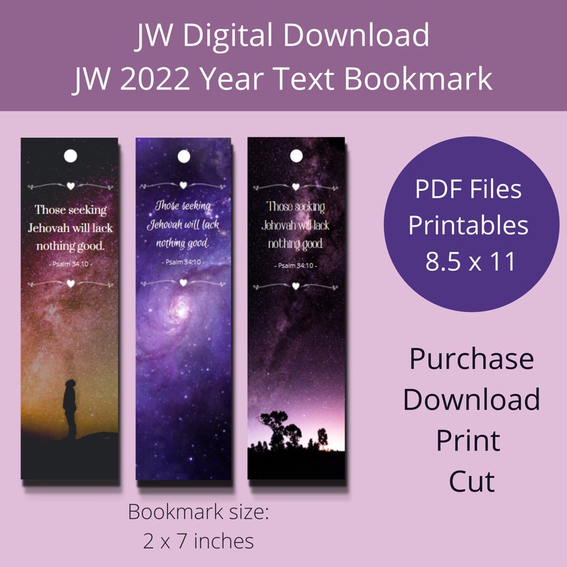 JW 2022 Year Text Bookmark Psalm 34:10 JW Year Text Bookmark 2022 JW ...