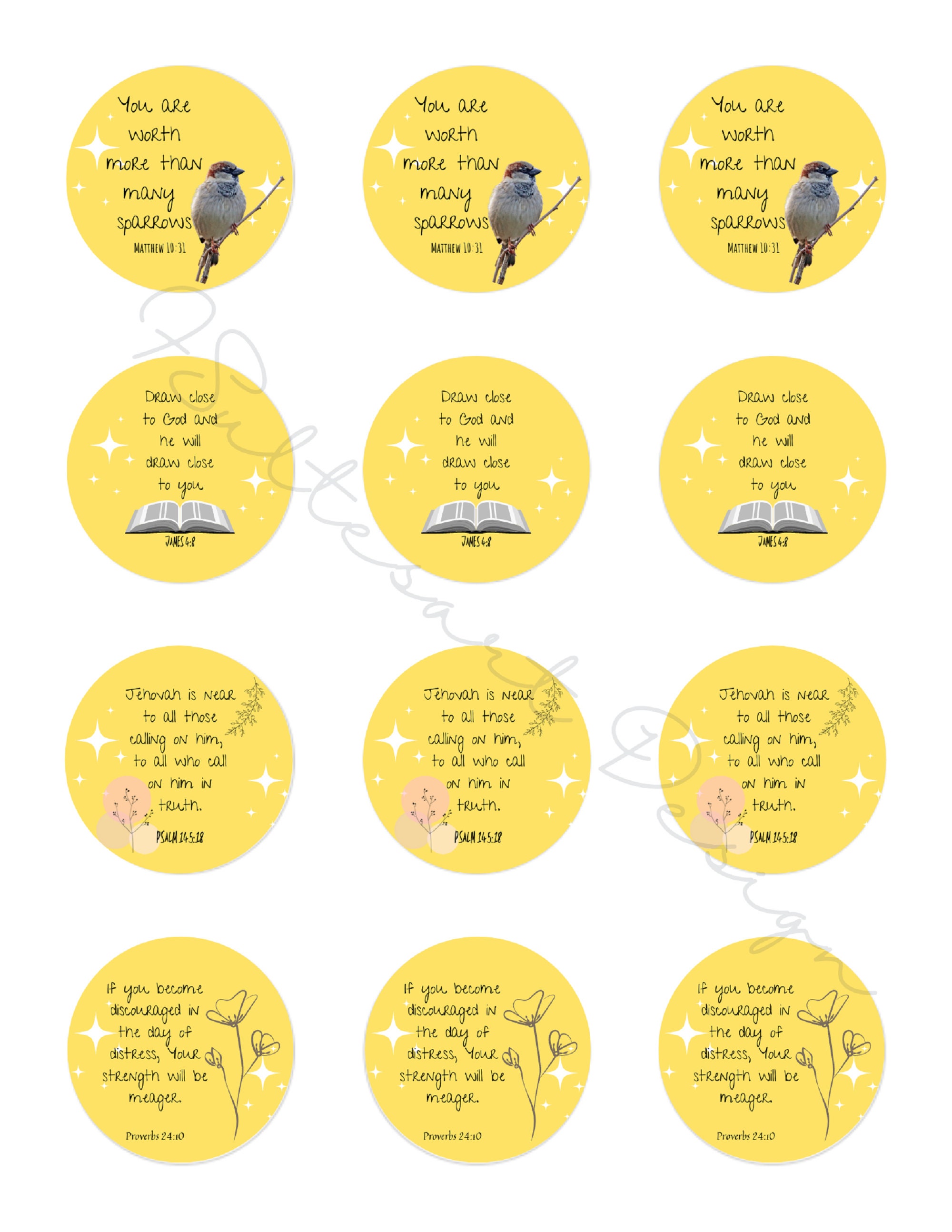 JW Encouragement Scriptures Sticker Pack/label | JW Ministry Ideas ...