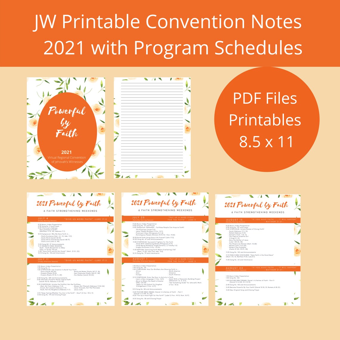 JW Printable 2021 Regional Convention Notes With Program Schedule PDF ...